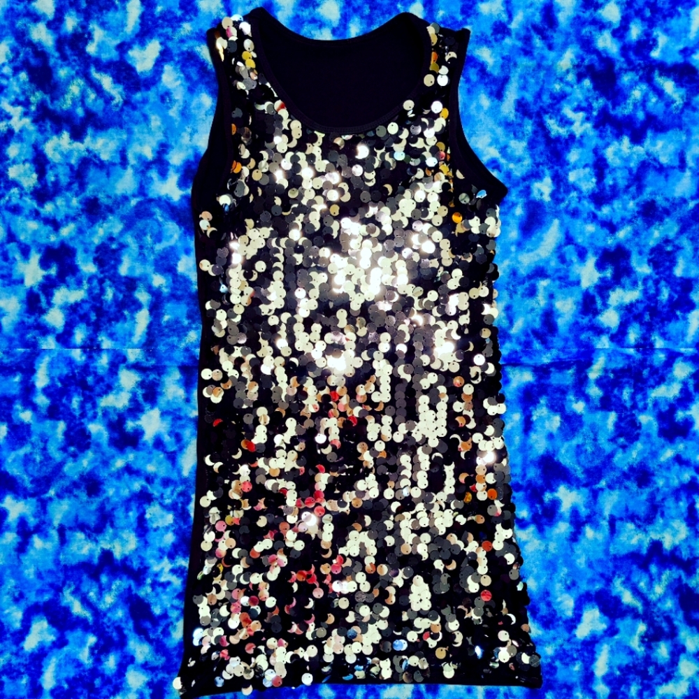 Black Sequin Tank Top - Gem